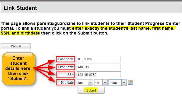 File:LinkStudentDetails.png - Student Progress Center